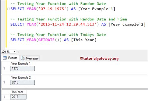 Sql Year Function