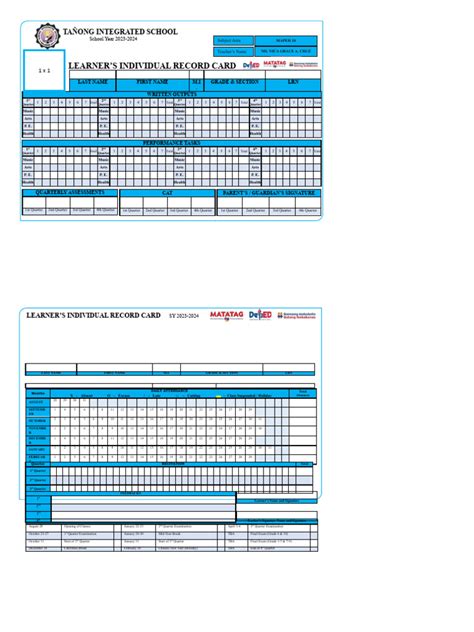 Mapeh Learners Individual Record Card Sy 2023 2024 Pdf Educational Assessment And Evaluation