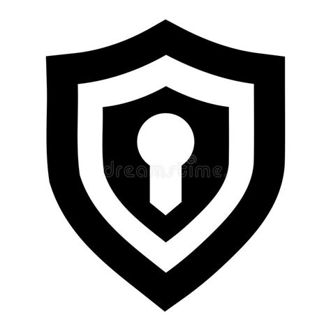 Black Shield Icon Keyhole Security Privacy Safe Lock Data Bold White Stock Illustration