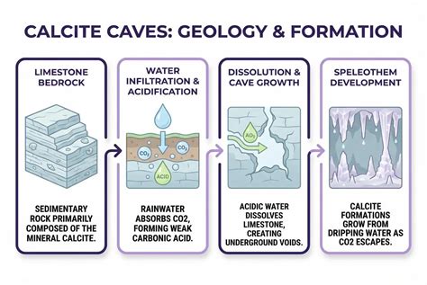 Calcite Cave Geology And Formation Columnar Magnesium And Aragonite