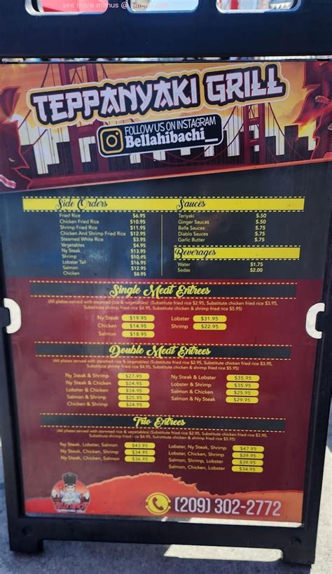 Menu At Bella Hibachi Teppanyaki Grill Restaurant Lathrop
