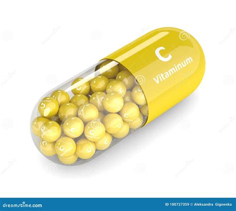 3d Render Of Vitamin C Pill With Granules Stock Illustration Illustration Of Healthcare