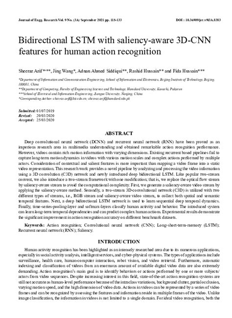 Pdf Bidirectional Lstm With Saliency Aware 3d Cnn Features For Human Action Recognition