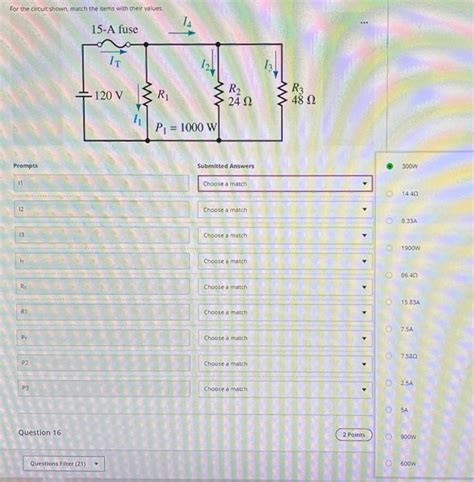 Solved For The Circuit Shown Match The Items With Their Chegg Com