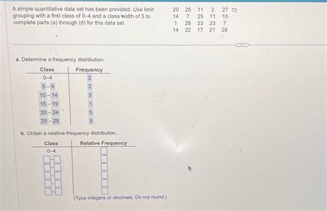 Solved A Simple Quantitative Data Set Has Been Provided Use Limit 20