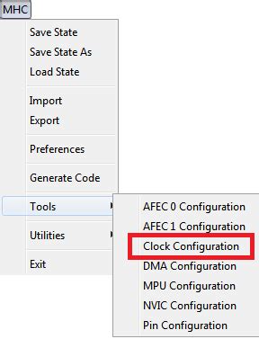 MHC Clock Configuration Microchip MPLAB Harmony Quick Documentation Help