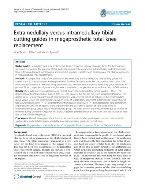 Pdf Extramedullary Versus Intramedullary Tibial Cutting Guides In