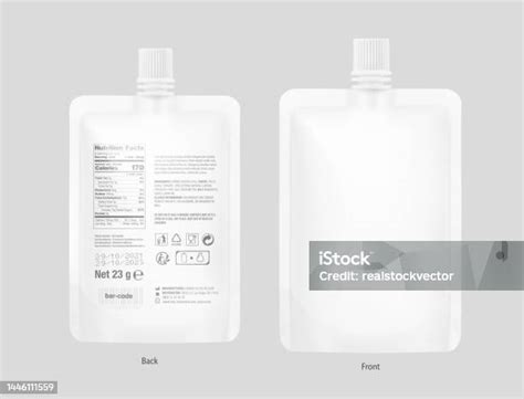 중앙 스파우트가 있는 파우치 업 가방 모형 샘플 텍스트가 있는 벡터 그림입니다 형판에 대한 스톡 벡터 아트 및 기타 이미지 형판 스탠드업 파우치 스파우트 Istock