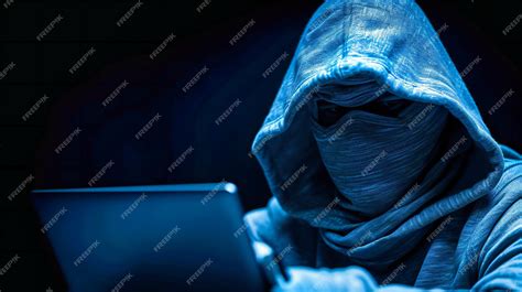 Premium Photo Mysterious Hacker Working On A Laptop In A Dark Room Illustrating The Threat Of