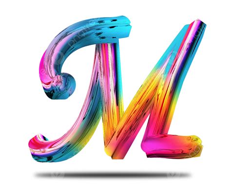 كروم ثلاثي الابعاد حرف م شفاف زخرفة شخصية لوني الأشكال Png وملف Psd