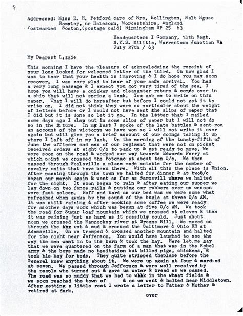 Letter About Gettysburg Transcript July 27 1863 Letter About Gettysburg Transcript July 27 1863