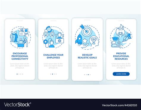 Efficiency Management Blue Onboarding Mobile App Vector Image