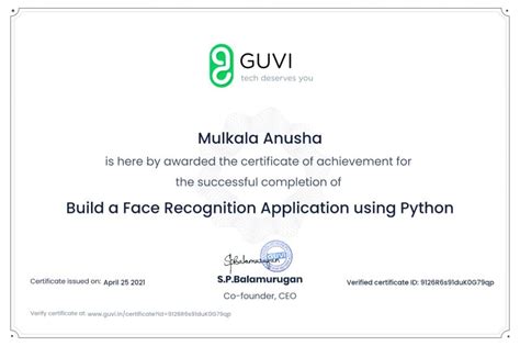 Facerecognitionapplication Python Certification Anusha Mulkala