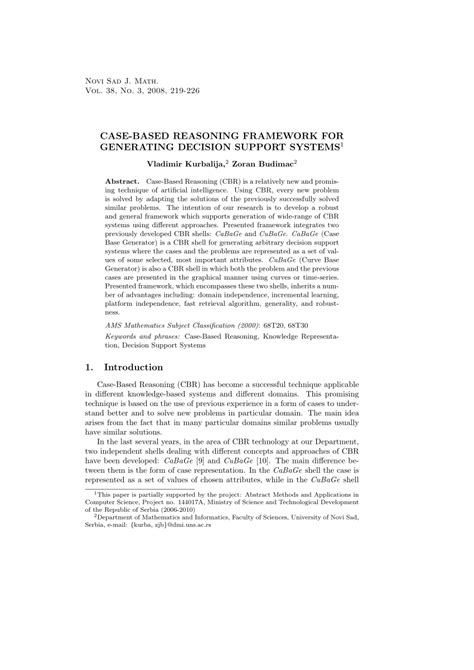 Pdf Case Based Reasoning Framework For Generating Wide Range Decision