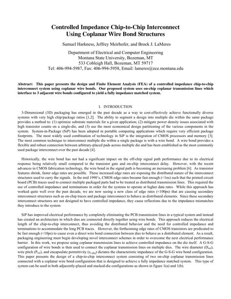 Pdf Controlled Impedance Chip To Chip Interconnect Using Coplanar