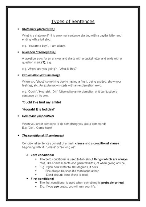 Types Of Sentences Declarative Interrogative Imperative And