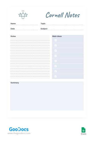 Excel Notes Template