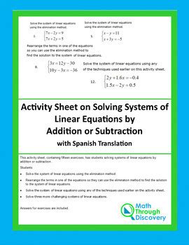 Alg Solving Systems Of Linear Equations Adding Or Subtracting