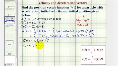 ex find the velocity and position vector functions given the