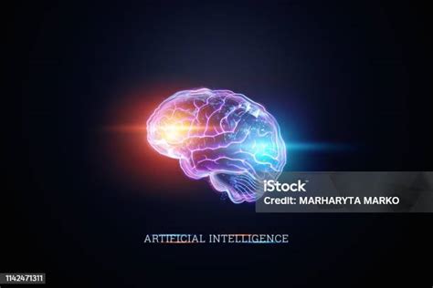 인간의 뇌 홀로그램 어두운 배경의 이미지 인공 지능 신경망 로봇 기계 학습의 개념 3d 그림 복사 공간 사람 뇌에 대한 스톡 사진 및 기타 이미지 Istock