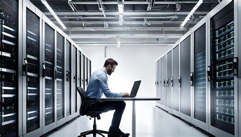 Premium Photo Engineer Deploying A Software Update Across Server Infrastructure