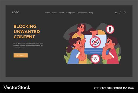 blocking unwanted content concept flat royalty free vector