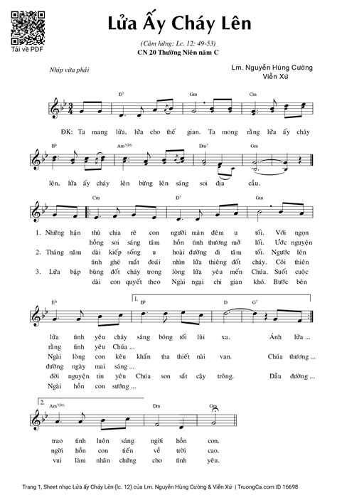 [sheet] Ta Mang Lửa Lửa Cho Thế Gian Ta Mong Rằng Lửa ấy Cháy Lên Pdf Download Sheet