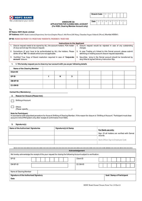 Hdfc Bank Dormant Activation And Rekyc Updation Form For Non Individuals In Pdf Download