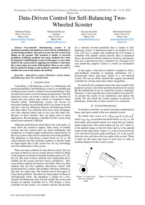 Pdf Data Driven Control For Self Balancing Two Wheeled Scooter