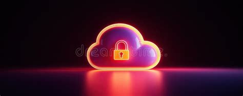 Securing Digital Data Cloud Storage Lock Technology Graphic Dark Environment Close Up Stock