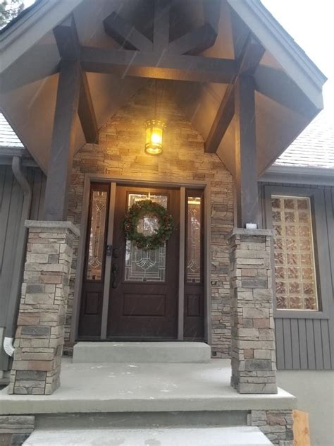 Stacked Stone Front Entry Design Ideas Genstone