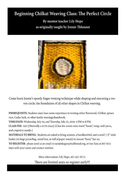 Beginning Chilkat Weaving Class The Perfect Circle — Skagway Traditional Council