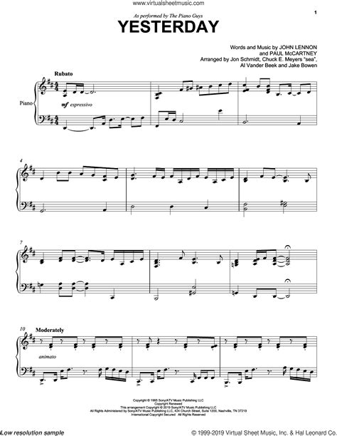 Yesterday Sheet Music For Cello And Piano Pdf Interactive