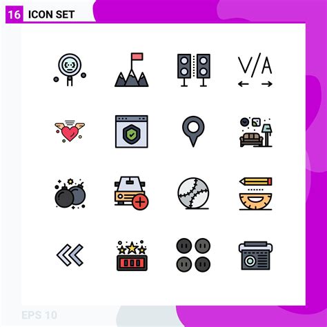 Editable Vector Line Pack Of 16 Simple Flat Color Filled Lines Of Wedding Love Electronics