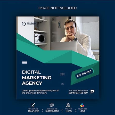 디지털 마케팅 에이전시 소셜 포스트 디자인 템플릿 프리미엄 벡터
