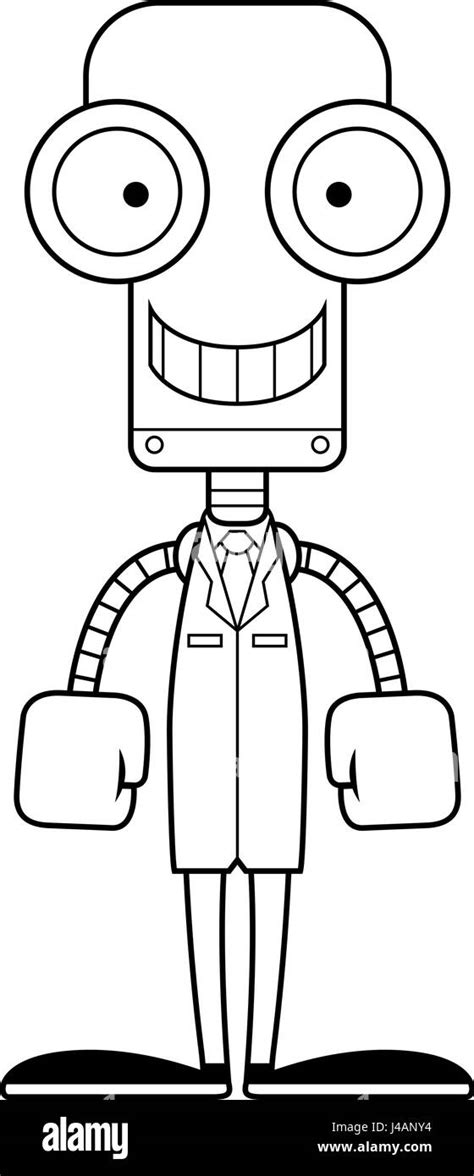 A Cartoon Scientist Robot Smiling Stock Vector Image And Art Alamy
