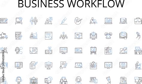 Business Workflow Line Icons Collection Assessment Evaluation
