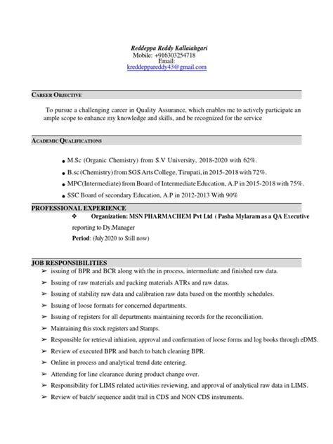Reddy Resume Pdf
