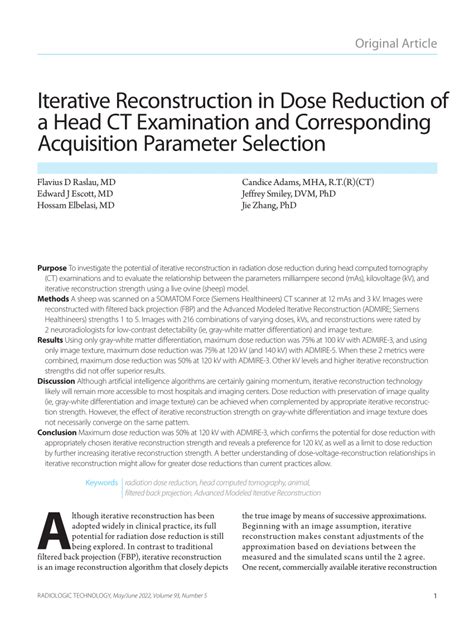 Pdf Iterative Reconstruction In Dose Reduction Of A Head Ct Examination And Corresponding