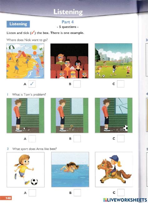 Movers Succeed Listening Test 6 Online Exercise For Live Worksheets