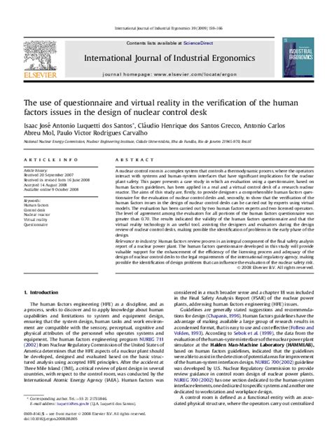 Pdf The Use Of Questionnaire And Virtual Reality In The Verification