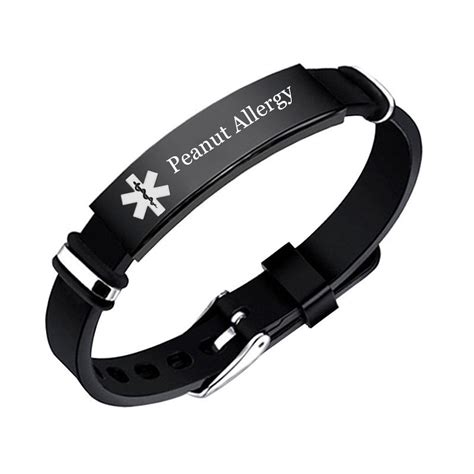 Stainless Steel Silicone Womens Medical Alert Peanut Allergy Awareness
