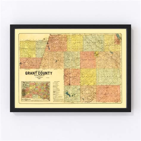 Grant County Map 1899 Vintage Grant County Map Old Grant County South