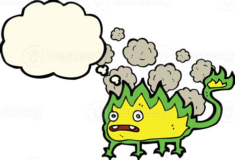 Cartoon Little Fire Demon With Thought Bubble 44933518 Png