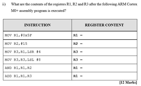 Solved Ii What Are The Contents Of The Registers R1 R2 And