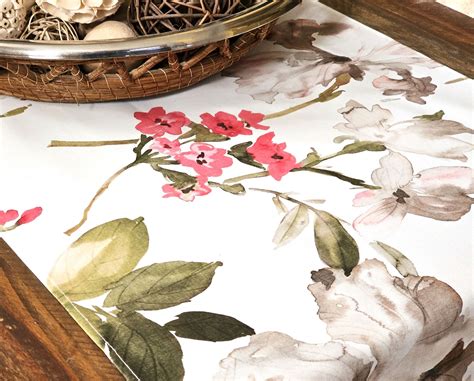 Rosana Flowers Floral Cotton Coated Decorative Table Runner French Oilcloth Wipe Off Fabric