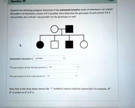 Solved Depee Question 29 Examine The Following Pedigree Determine If