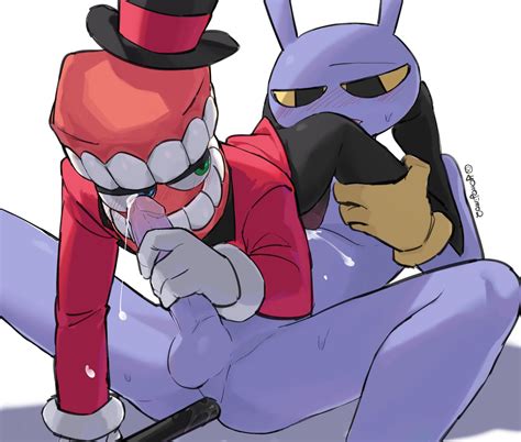 Rule 34 Anthro Black Body Blush Bow Tie Bunny Bunny Ears Caine The Amazing Digital Circus