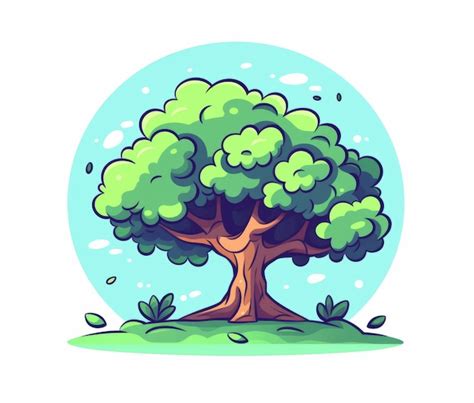 Premium AI Image A Cartoon Tree With A Green Leaf On It