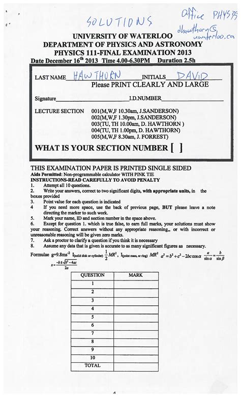 Final Exam 13 May 2013 Questions And Answers Phys 111 Warning Decodescan Unexpected Mcu